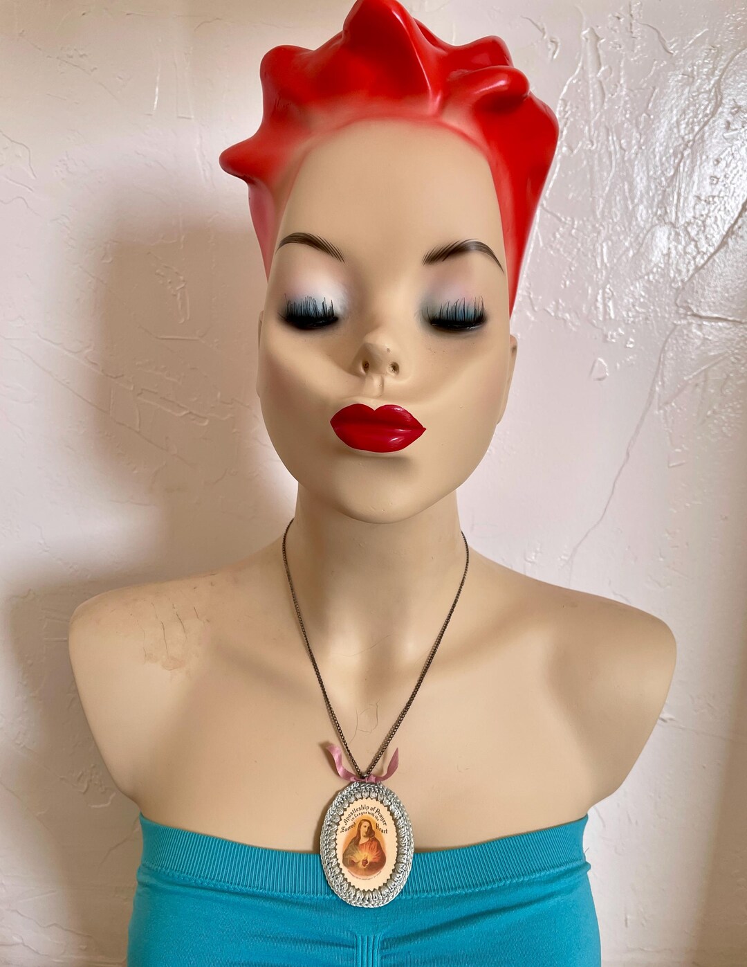 Handmade Artisan Vintage Crochet SACRED HEART Scapular NECKLACE - Etsy