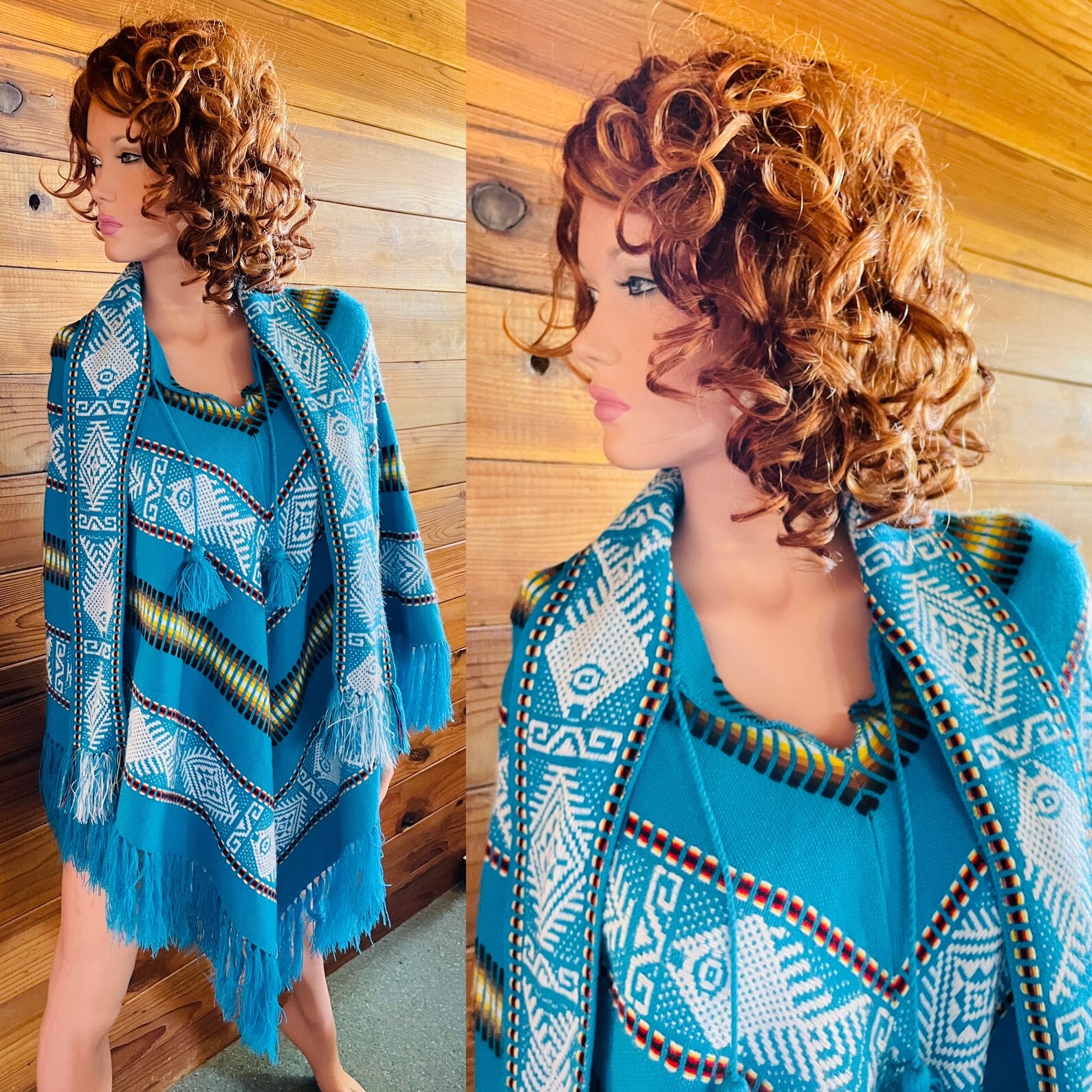 Vintage 80s SARAPE Western Cowgirl Blanket Print PONCHO One-size - Etsy