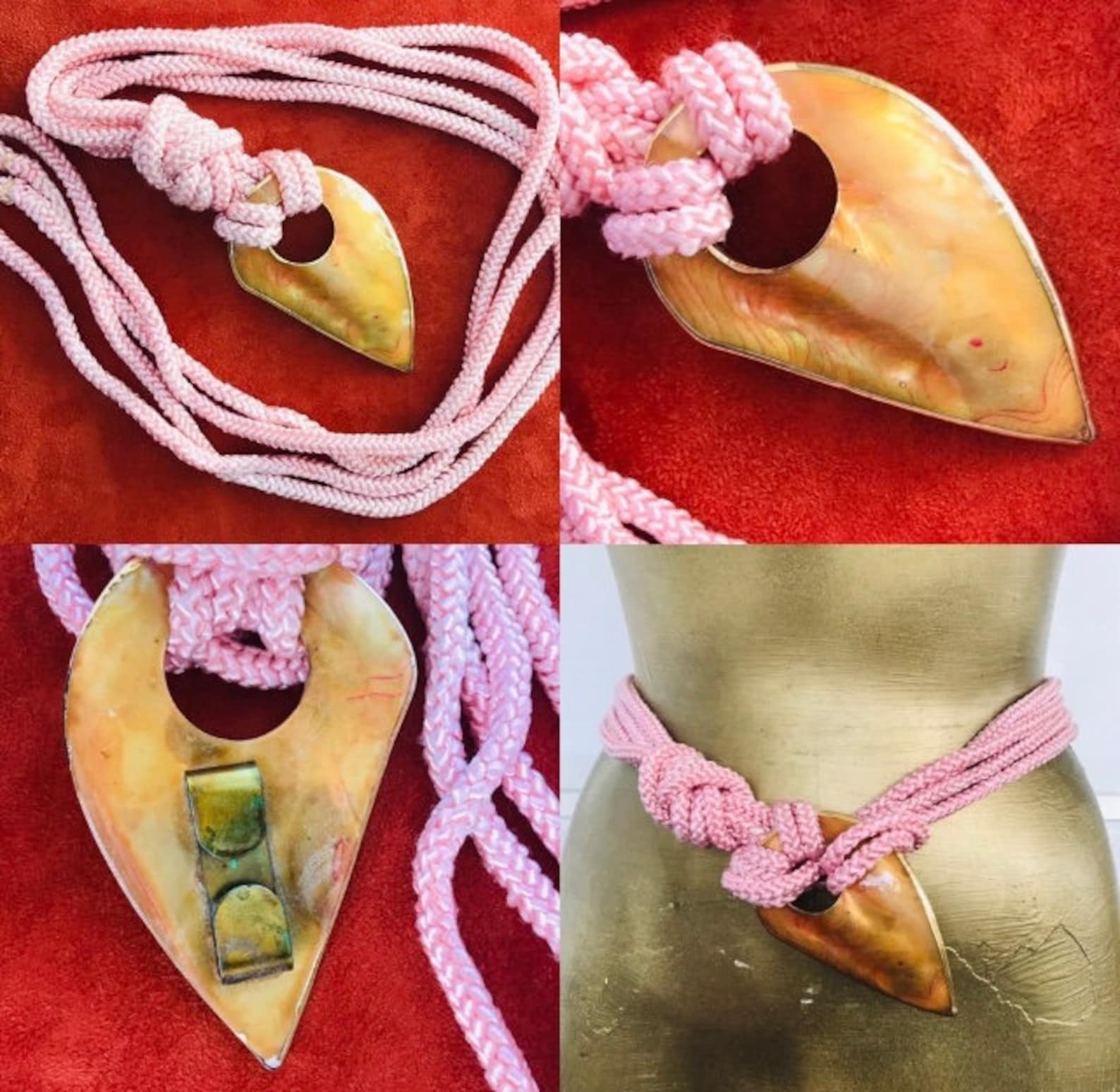 Vintage 80s Golden Seashell Rope Belt One-size - Etsy