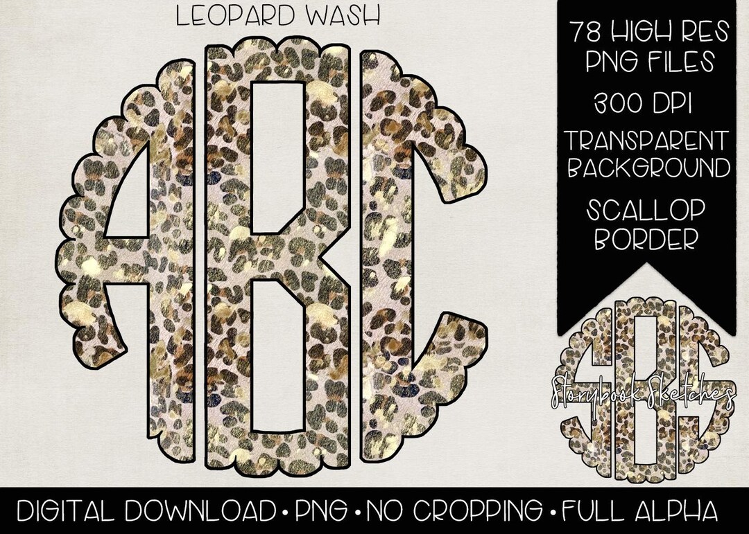 Leopard Wash Monogram PNG | Digital Download | Distressed Leopard ...