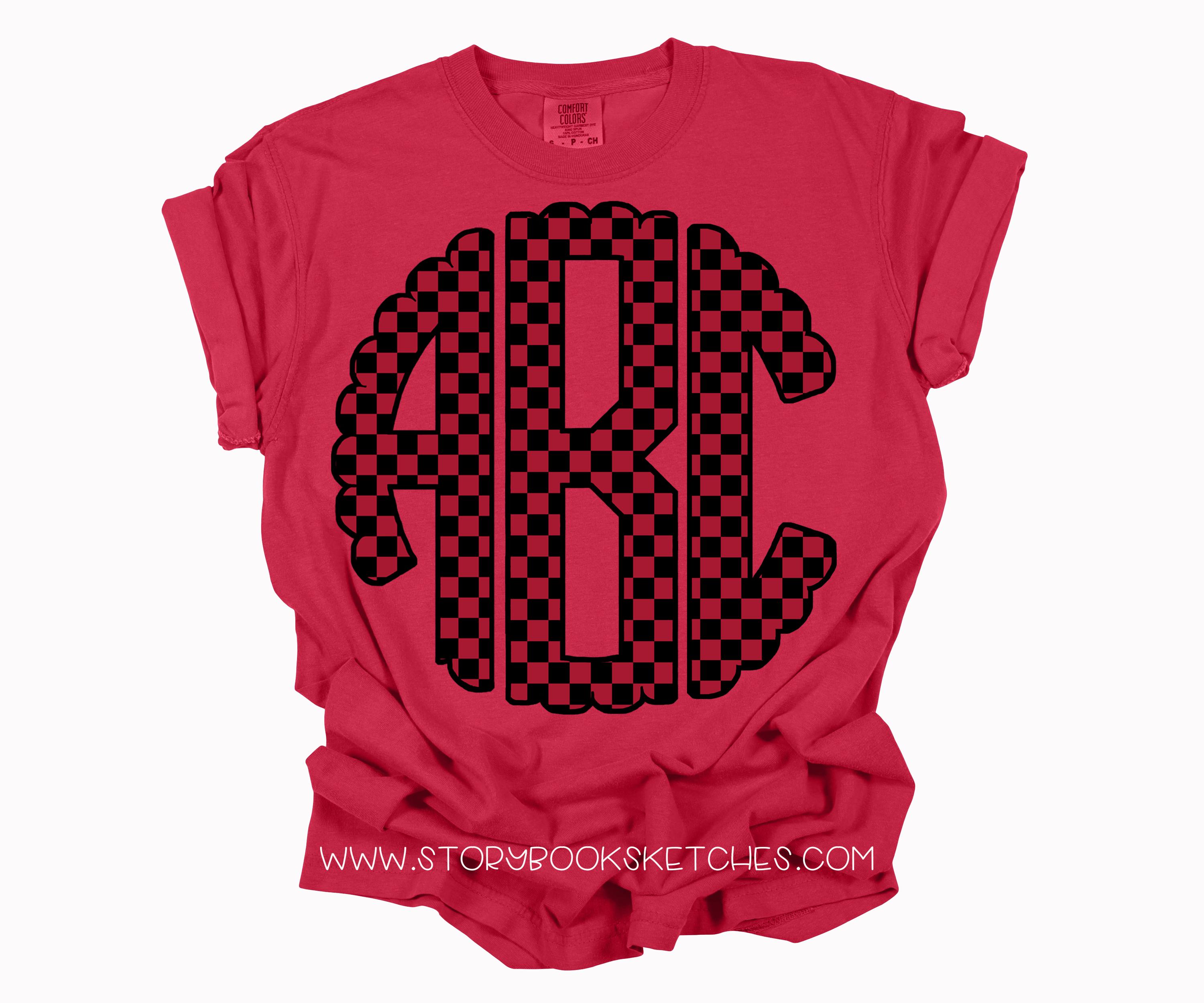 Red Black Checker Monogram PNG | Digital Download | Red Black Check ...