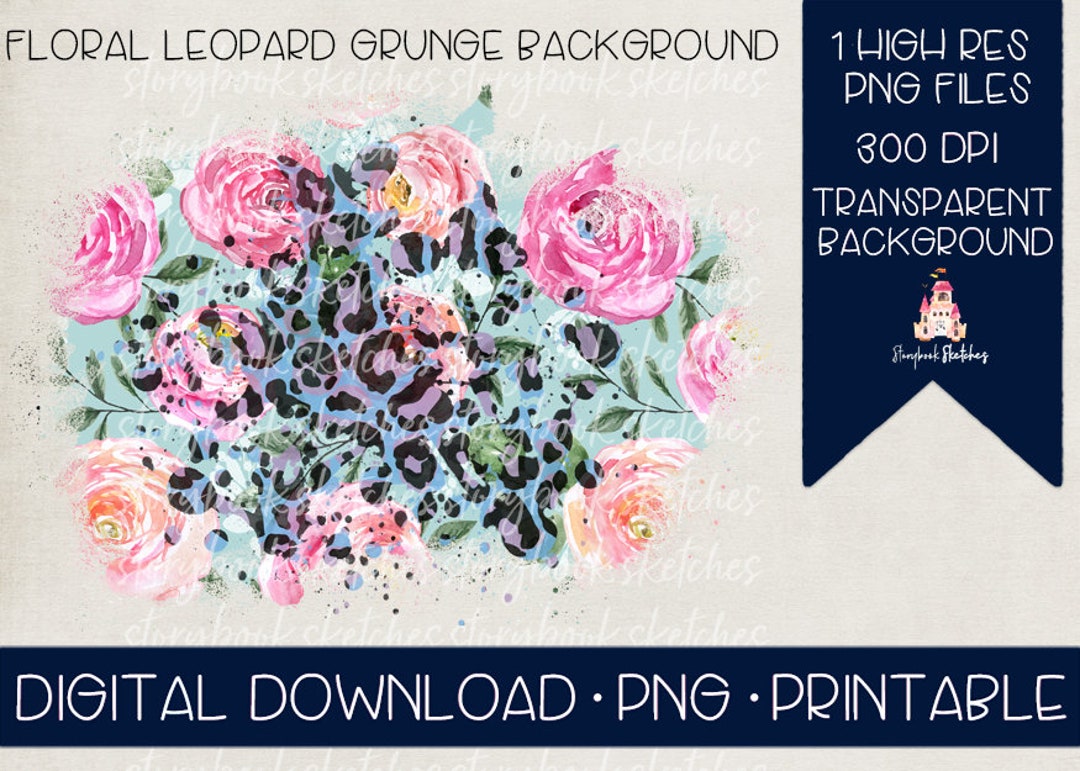 Leopard Rose Background PNG | Printable Floral Leopard Background ...