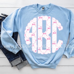 Pink Bow Speckle Monogram PNG | Digital Download | Full Alpha | Pink ...