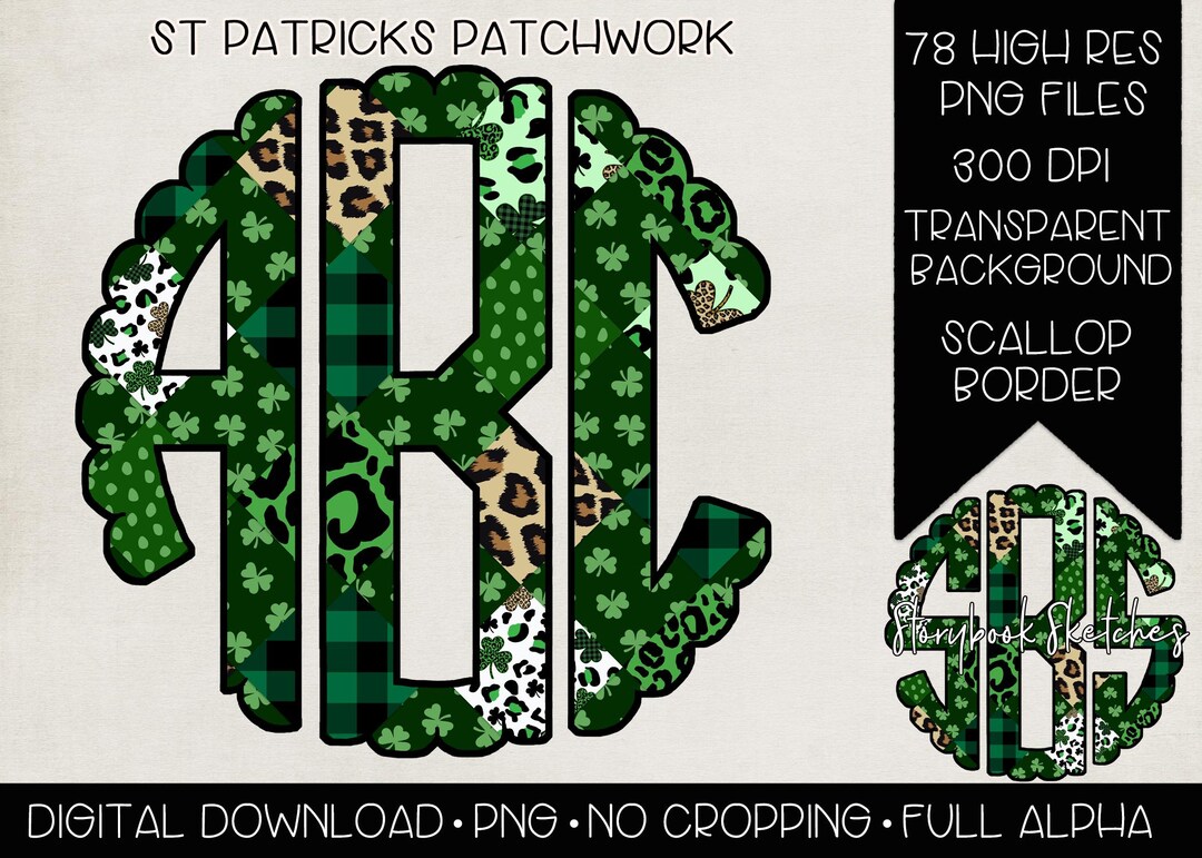 St Patrick's Day Patchwork Monogram PNG | Digital Download | St Patrick ...