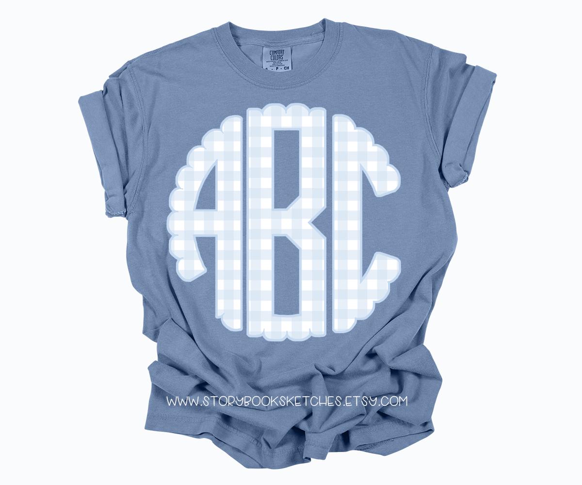 Powder Blue Gingham Monogram PNG | Digital Download | Grandmillennial ...