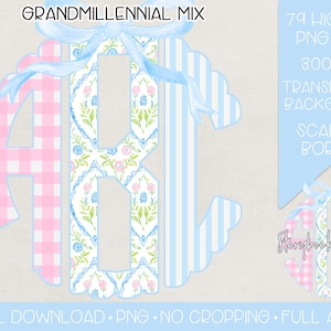 Grandmillennial Mix Monogram PNG | Digital Download | Grandmillennial ...