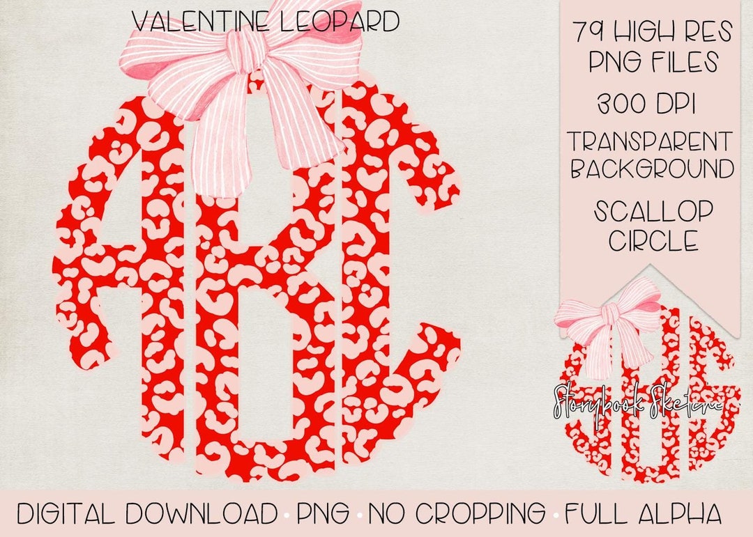 Red and Pink Leopard Monogram PNG | Digital Download | Valentine's Day ...
