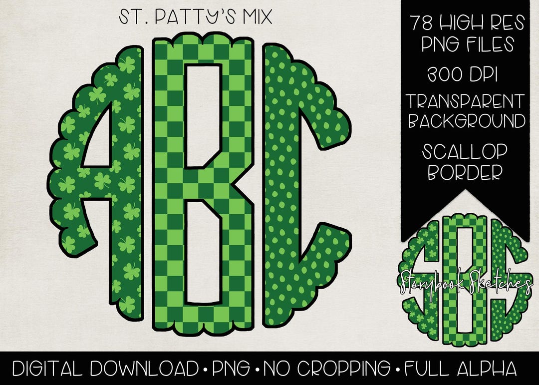 St Patrick's Day Mix Monogram PNG | Digital Download | St Patrick's Day ...