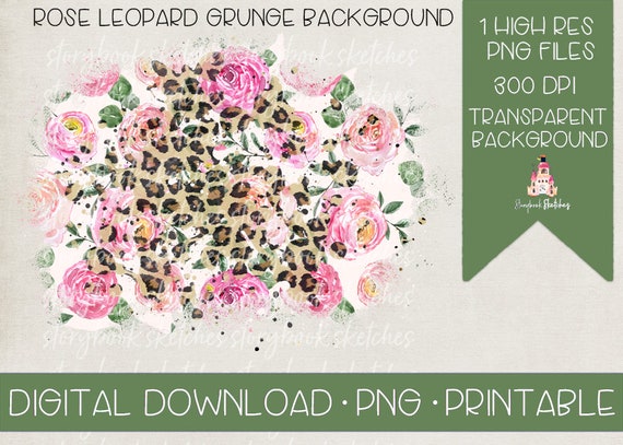 Rose Leopard Background PNG Digital Download Printable - Etsy