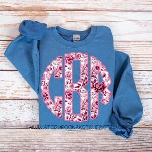 Pink Floral Scallop Monogram PNG | Digital Download | Full Alpha | No ...