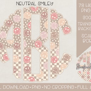 Neutral Smiley Scallop Monogram PNG | Digital Download | Full Alphabet ...