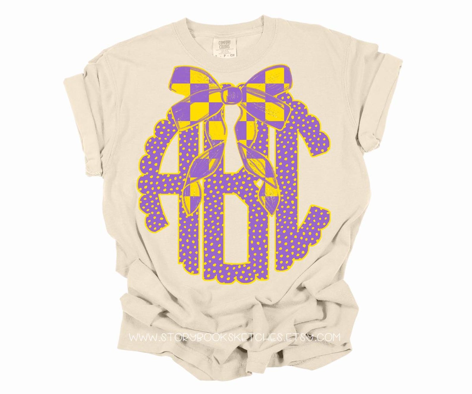 Purple Gold Speckle Monogram With Checker Bow PNG | Digital Download ...