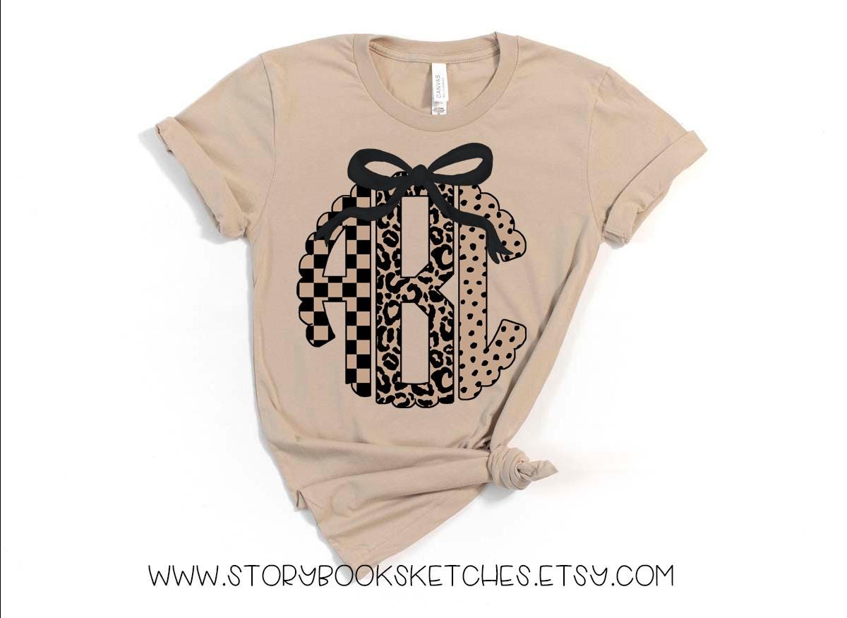 Tan Wild Checker Blend Mix Monogram PNG | Digital Download | Leopard ...