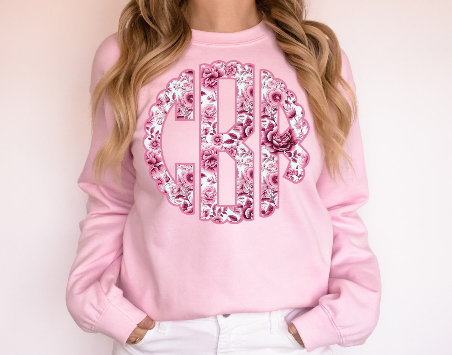 Pink Floral Scallop Monogram PNG | Digital Download | Full Alpha | No ...