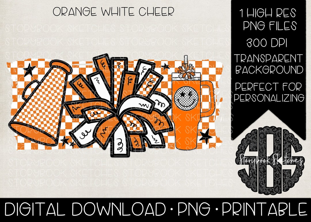 Orange White Cheer PNG Digital Download Orange Cheerleading PNG Cheer ...