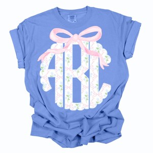 Pink Bows Blue Hydrangeas Monogram PNG | Digital Download ...