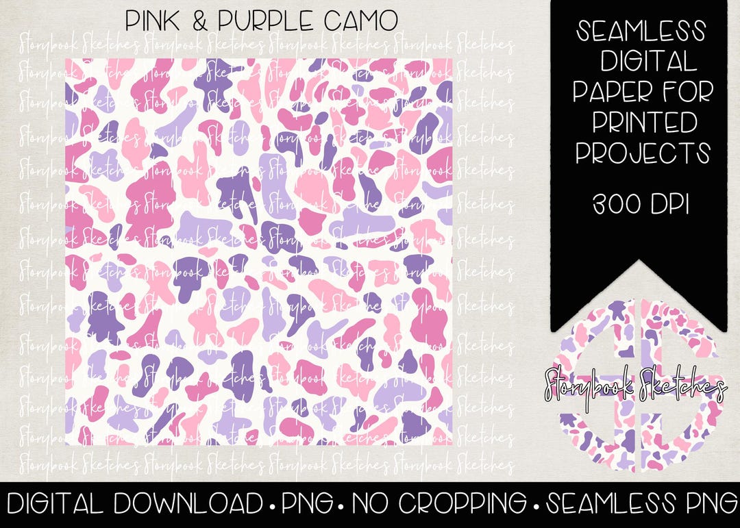 Pink and Purple Camouflage Seamless Digital Paper | Digital Download ...