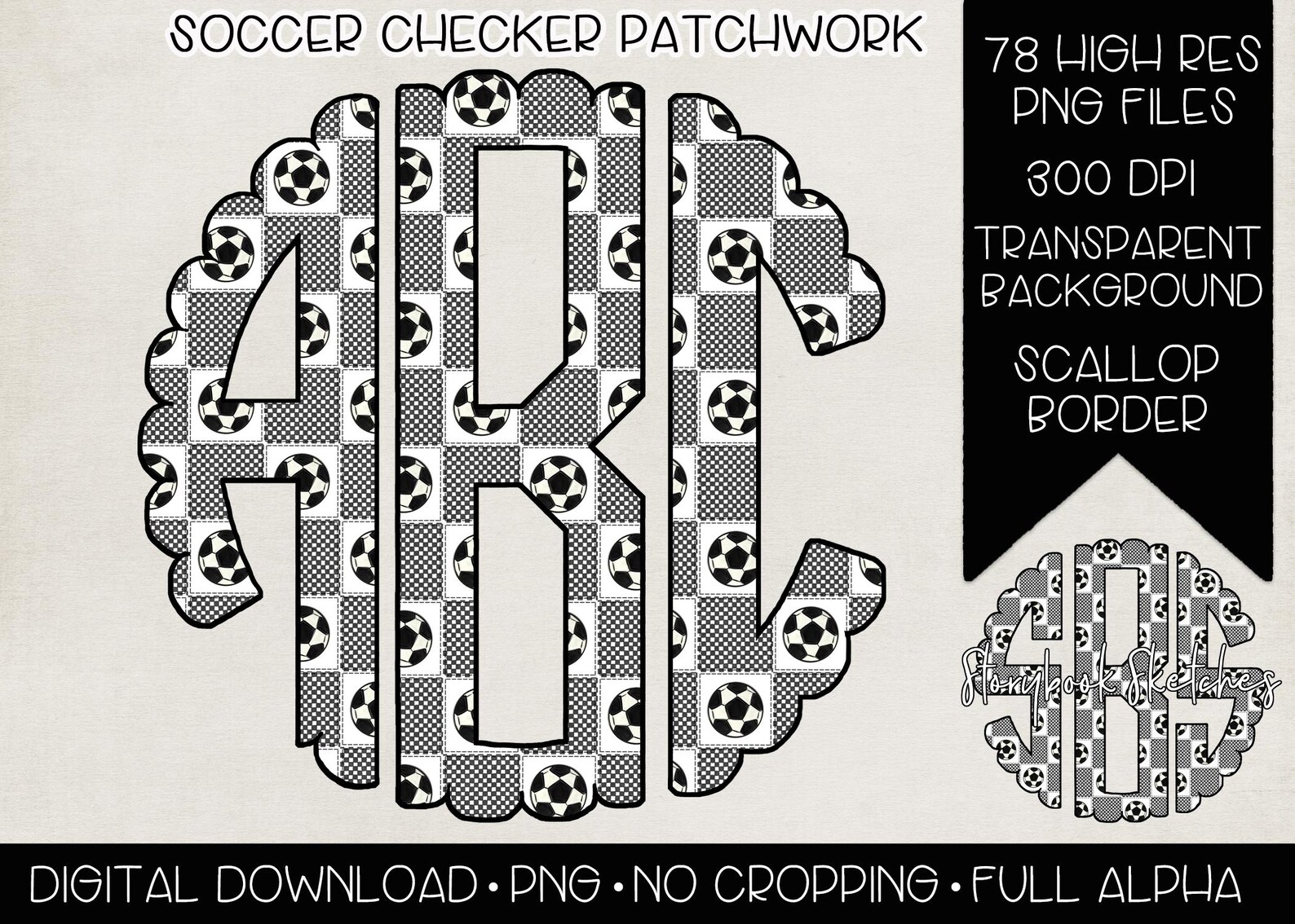 Soccer Checker Patchwork Monogram PNG | Digital Download | Soccer ...