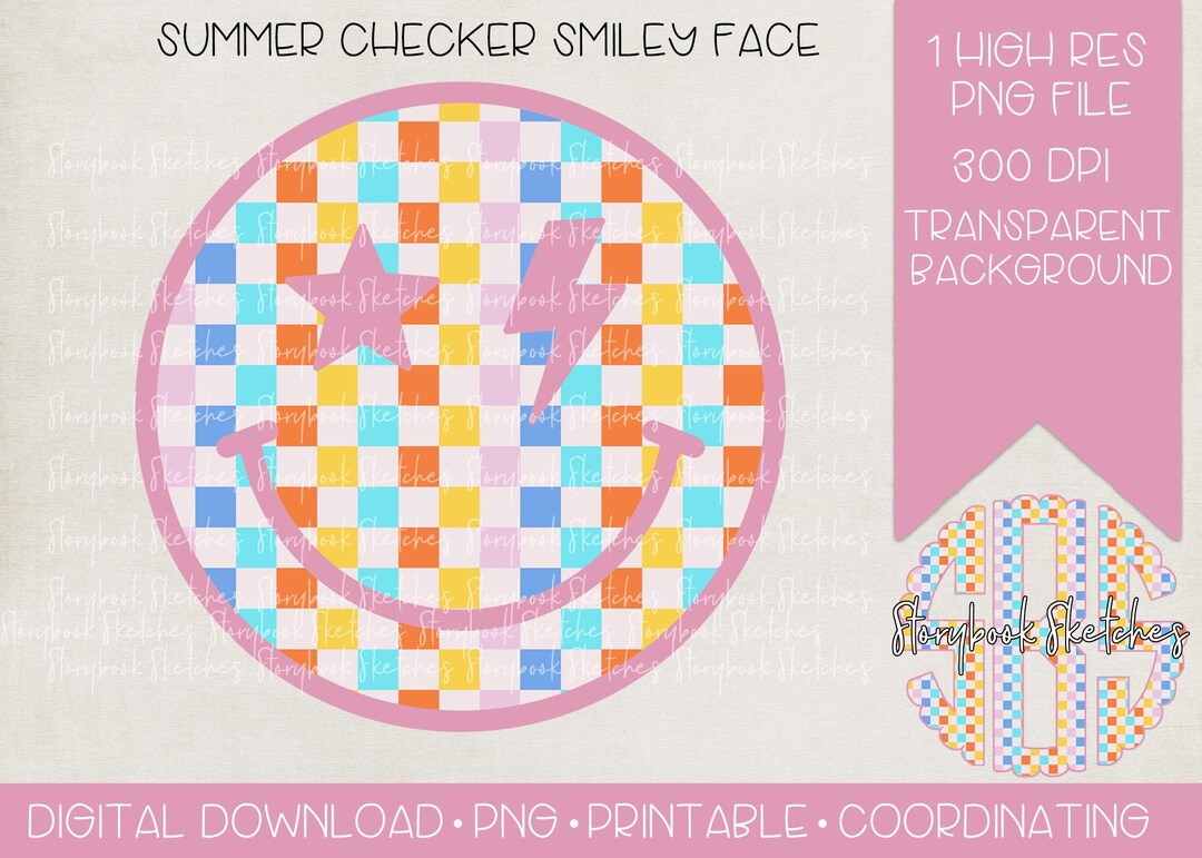 Vibrant Multicolored Smiley Face PNG | Digital Download | Summer ...