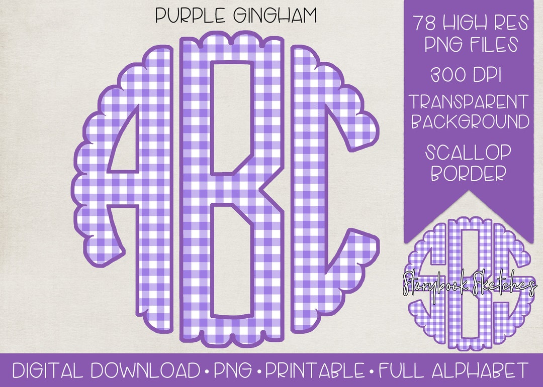 Purple Gingham Monogram PNG | Digital Download | Lavender Buffalo Check ...