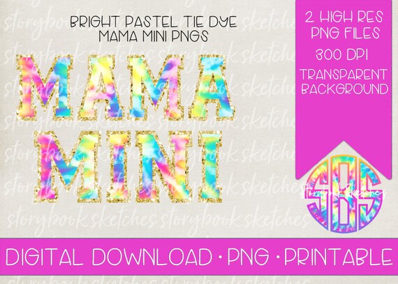 Tie Dye Mama Mini Patch Letter PNG Digital Download | Etsy