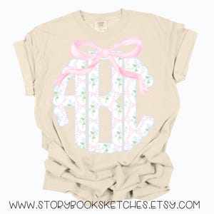 Pink Bows Blue Hydrangeas Monogram PNG | Digital Download ...