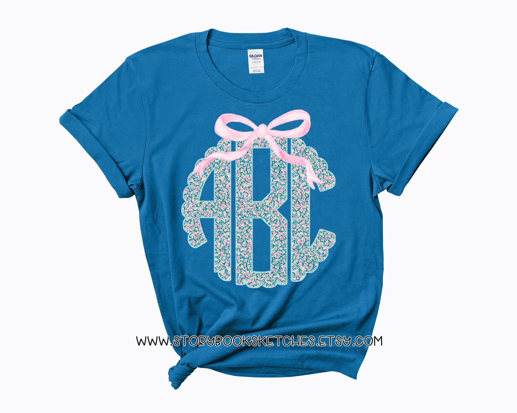 Cottage Garden Bow Monogram PNG | Digital Download | Cottage Ditsy ...