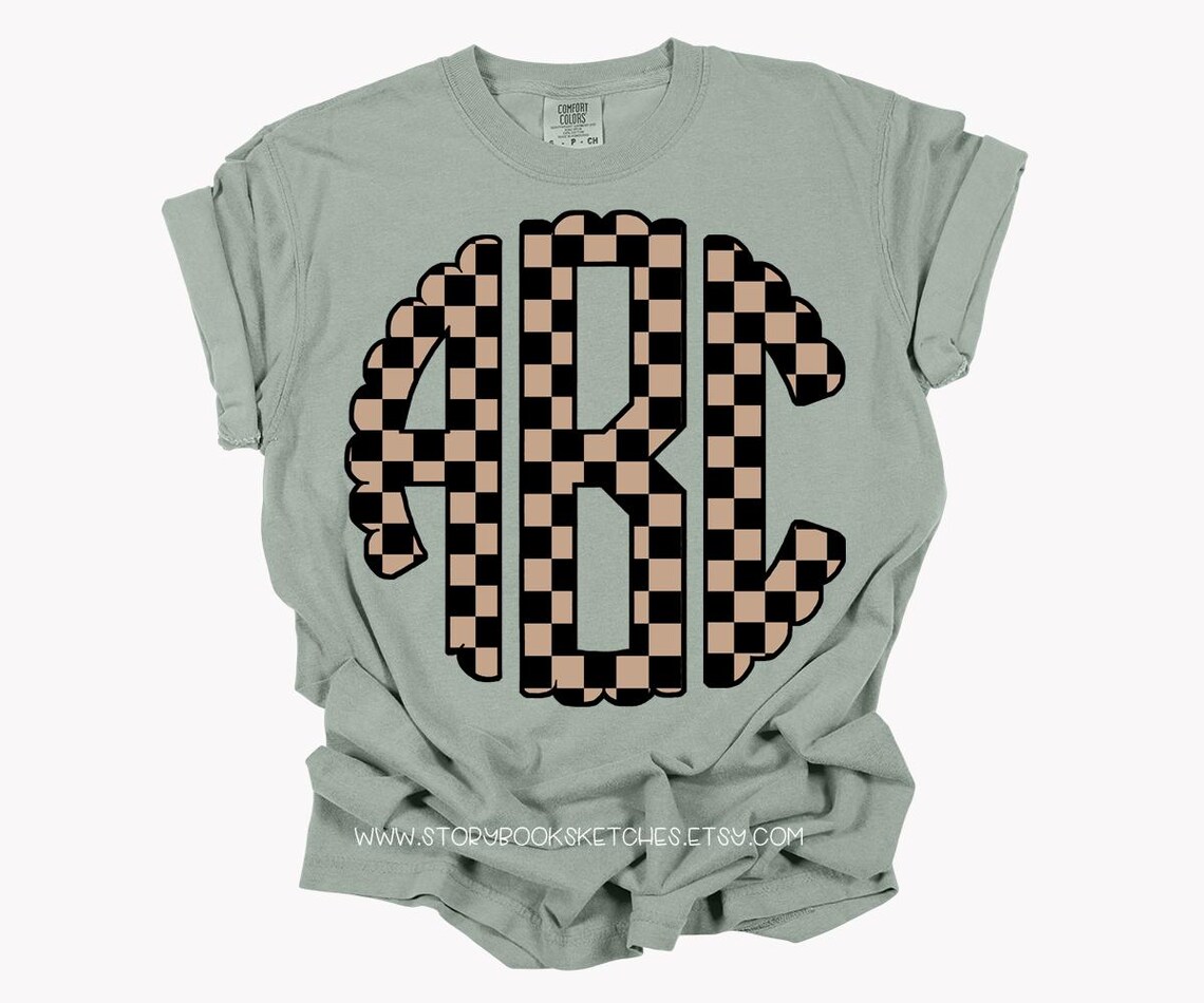 Tan and Black Checker Monogram PNG | Digital Download | Tan Black ...