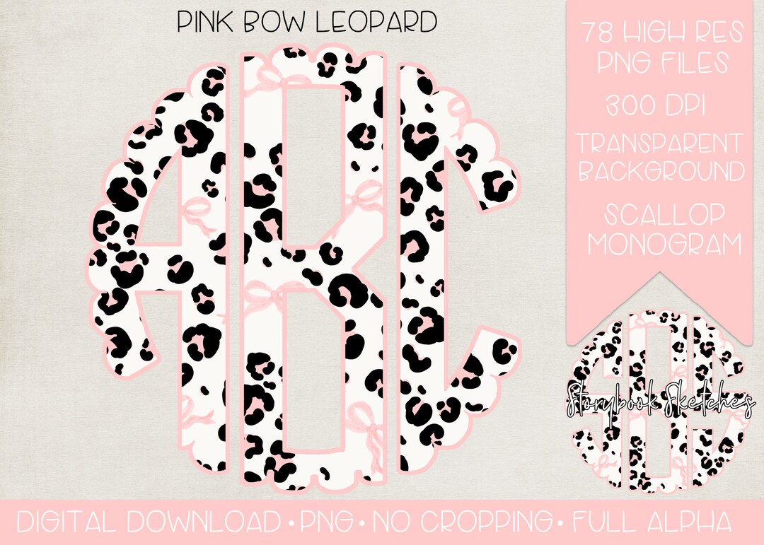 Pink Bow Leopard Monogram PNG | Digital Download | Coquette Leopard ...