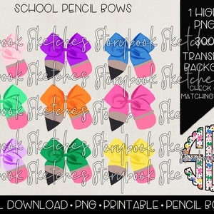 School Pencil Bows PNG Digital Download Back to School Bows PNG Number ...