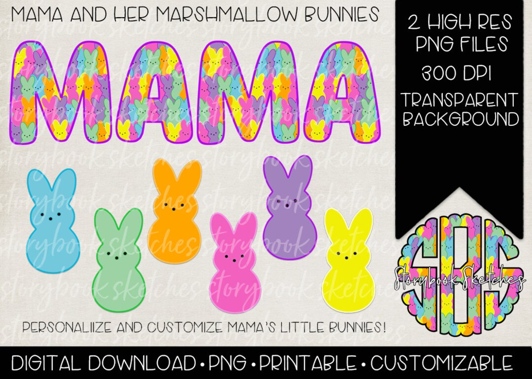 Marshmallow Bunnies Mama PNG and Matching Marshmallow Bunnies That Can ...