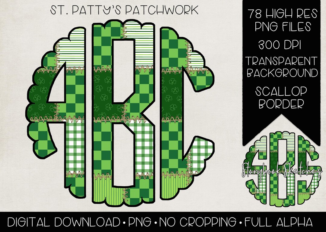 St Patrick's Day Patchwork Monogram PNG | Digital Download | St Patty's ...