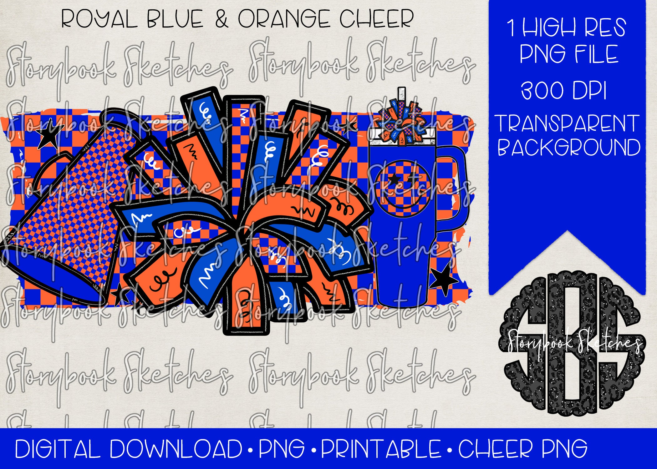 Royal Blue & Orange Cheerleading PNG | Digital Download | Orange Royal ...