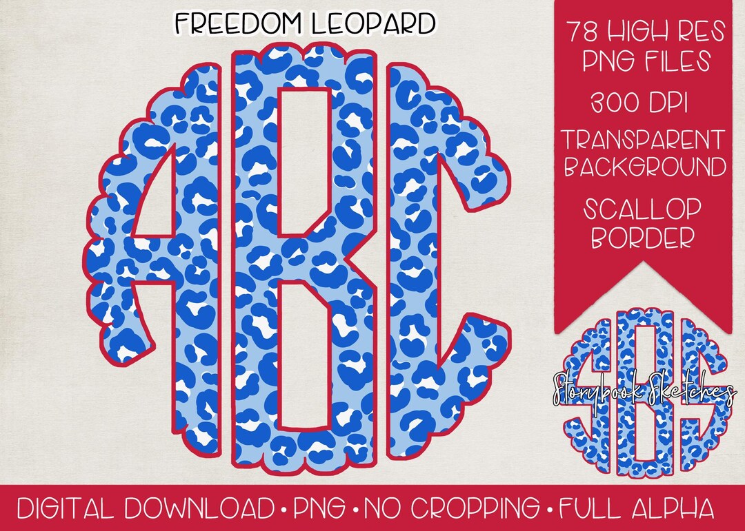 Freedom Leopard Monogram PNG | Digital Download | Patriotic Red White ...