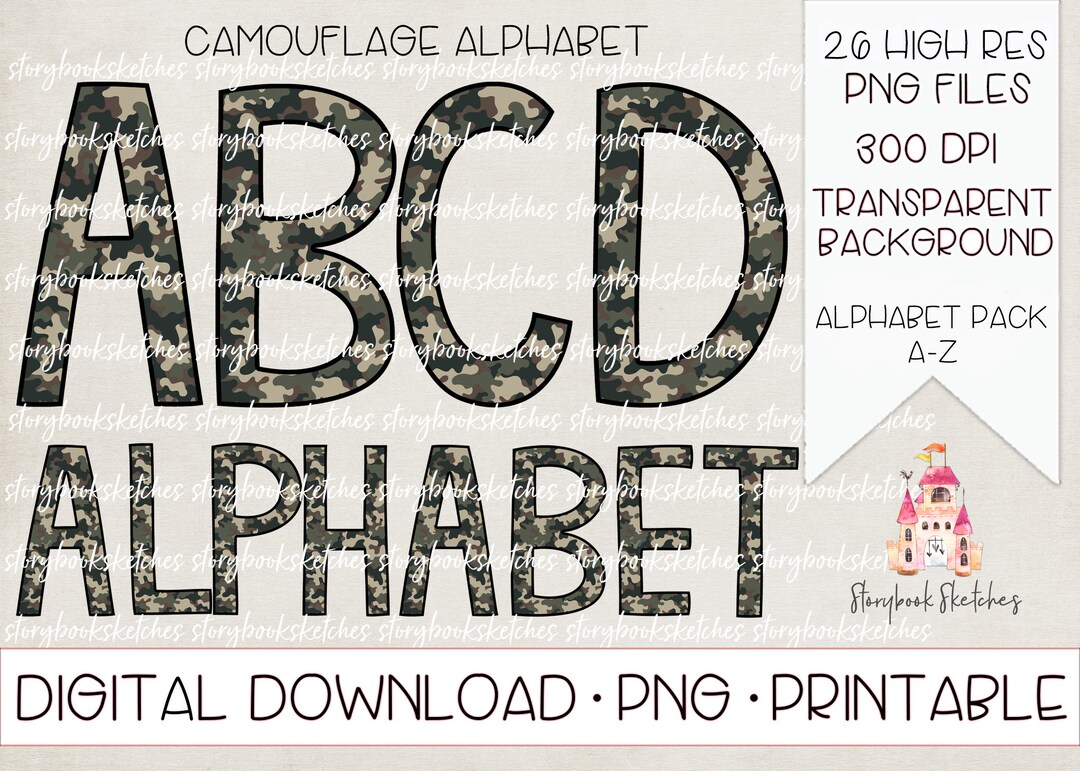 Camouflage Alphabet Pack PNG | Digital Download | Camo Alpha Printable ...