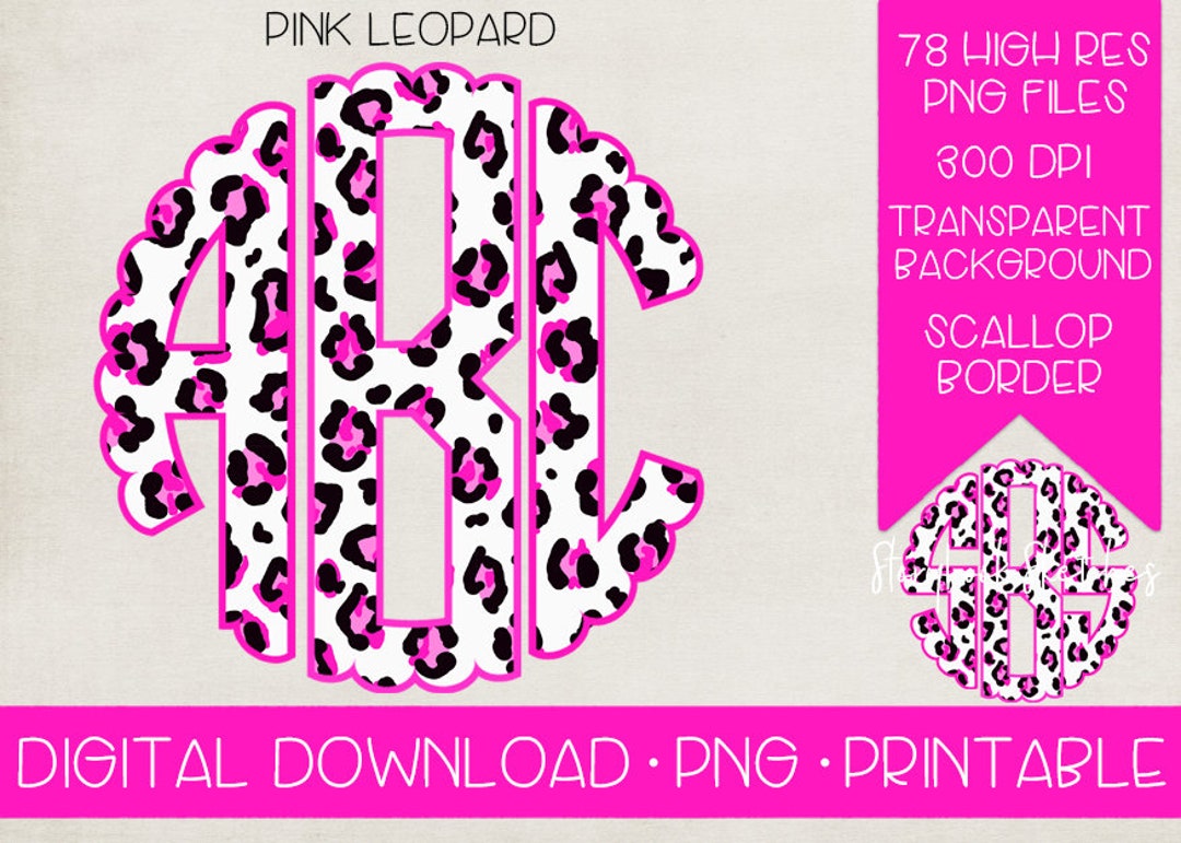 Pink Leopard Monogram PNG Digital Download Printable Pink Leopard ...