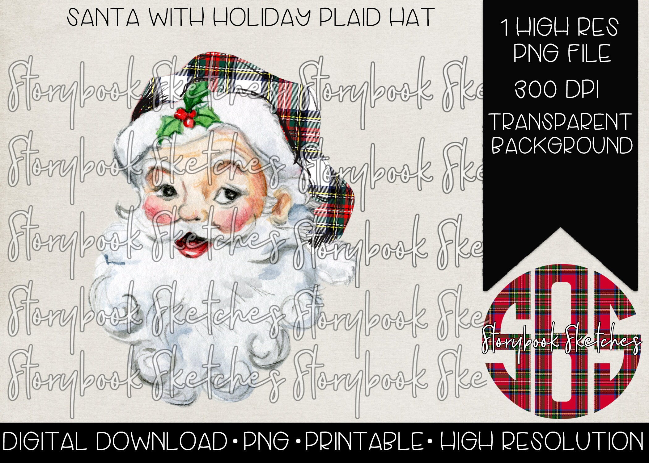 Santa With Holiday Hat PNG Digital Download Christmas Santa Wearing ...