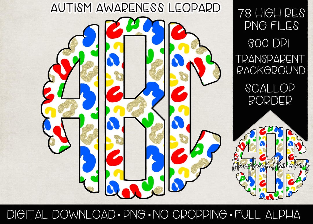 Autism Awareness Leopard Monogram PNG | Digital Download | Autism ...