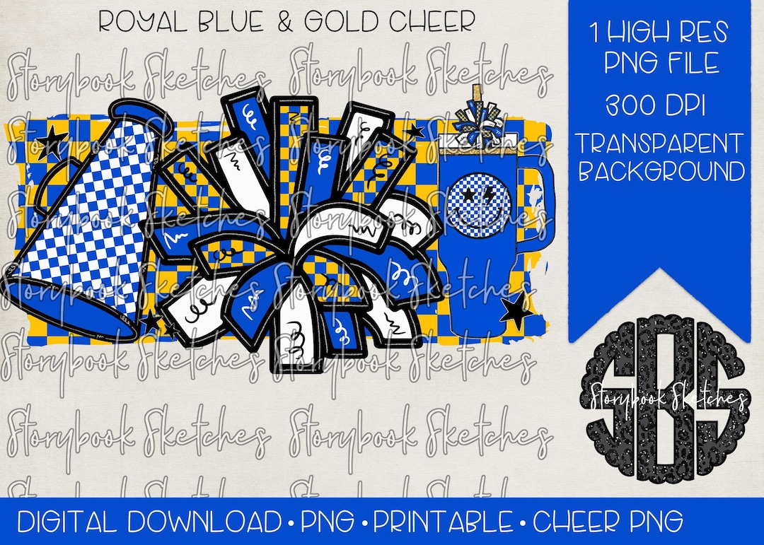 Royal Blue & Gold Cheer PNG | Digital Download | Blue and Gold ...