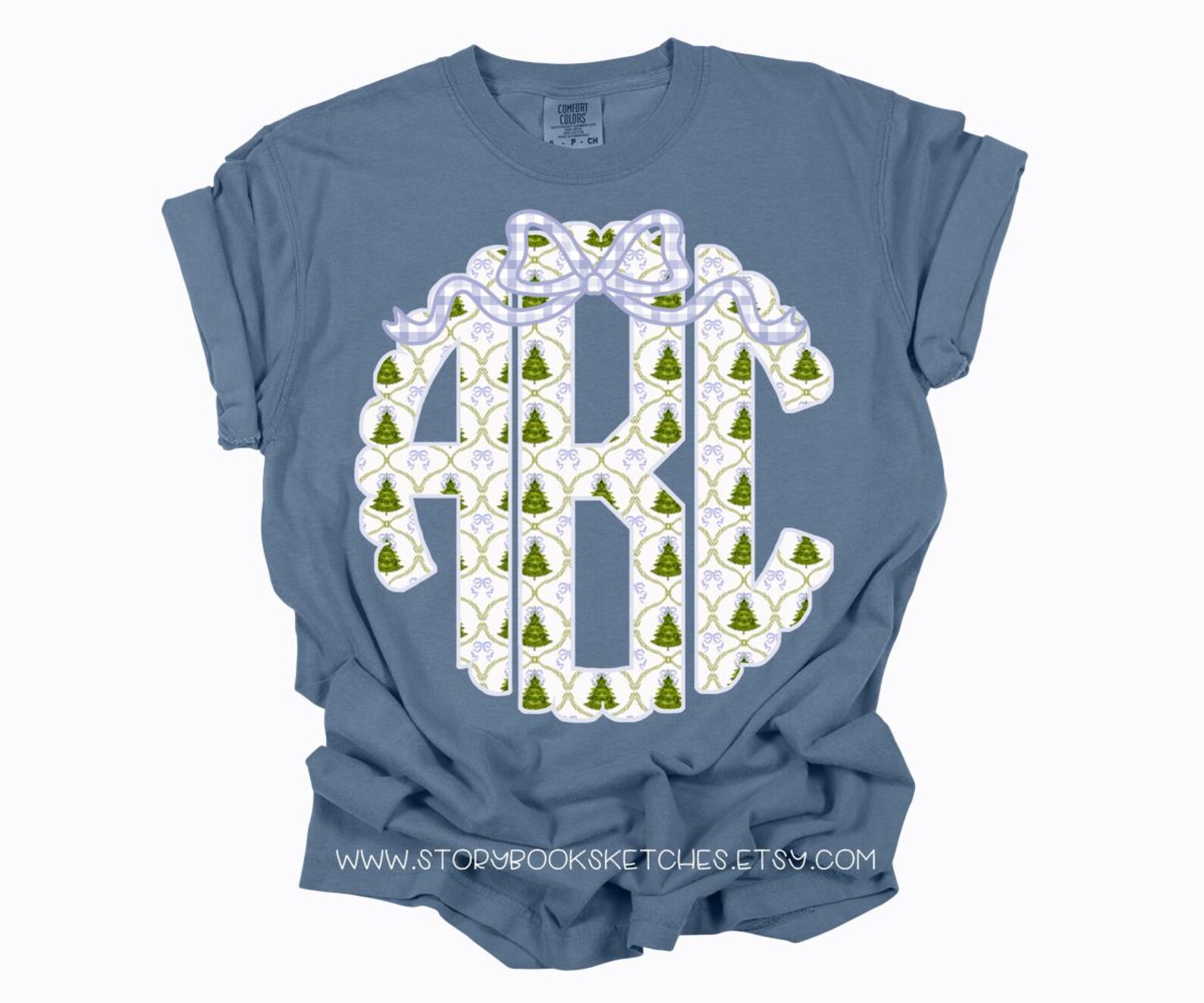 Bow Christmas Tree Ribbons Monogram PNG | Digital Download ...