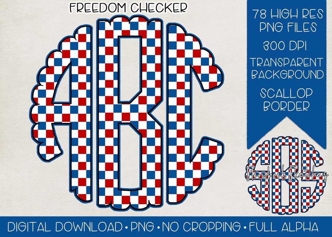 Freedom Checker Monogram PNG | Digital Download | Fourth of July ...