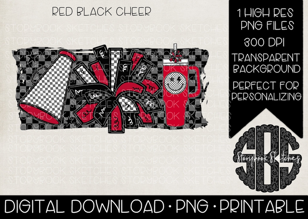 Red and Black Cheer PNG | Digital Download | Red and Black Cheerleading ...