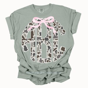 Grey Camo Monogram With Bow PNG | Digital Download | Gray Camo Monogram ...