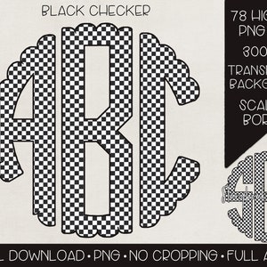 Black Checker Monogram PNG | Digital Download | Full Alpha | Black and ...