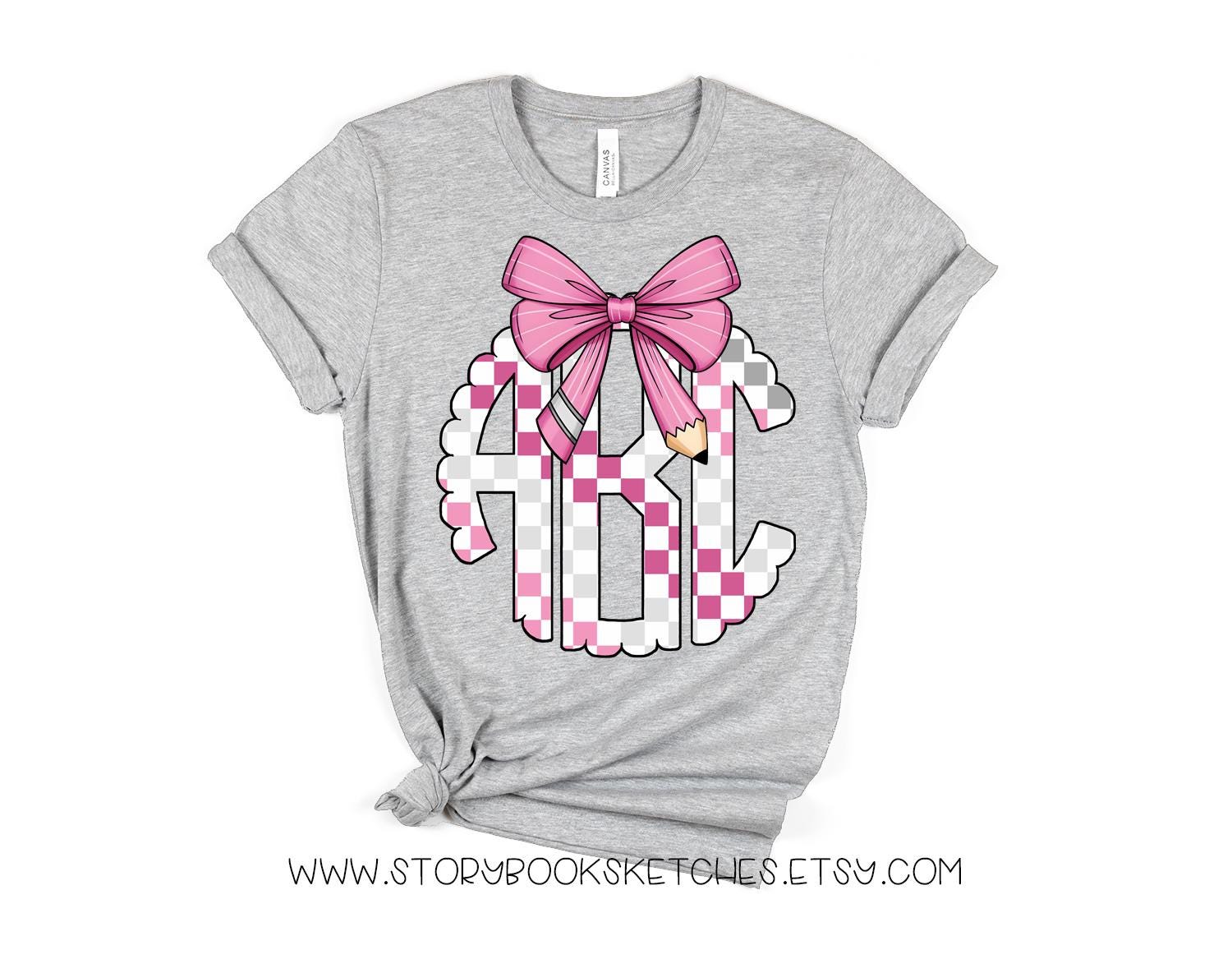 Pink Pencil Checker Monogram PNG | Digital Download | Back to School ...