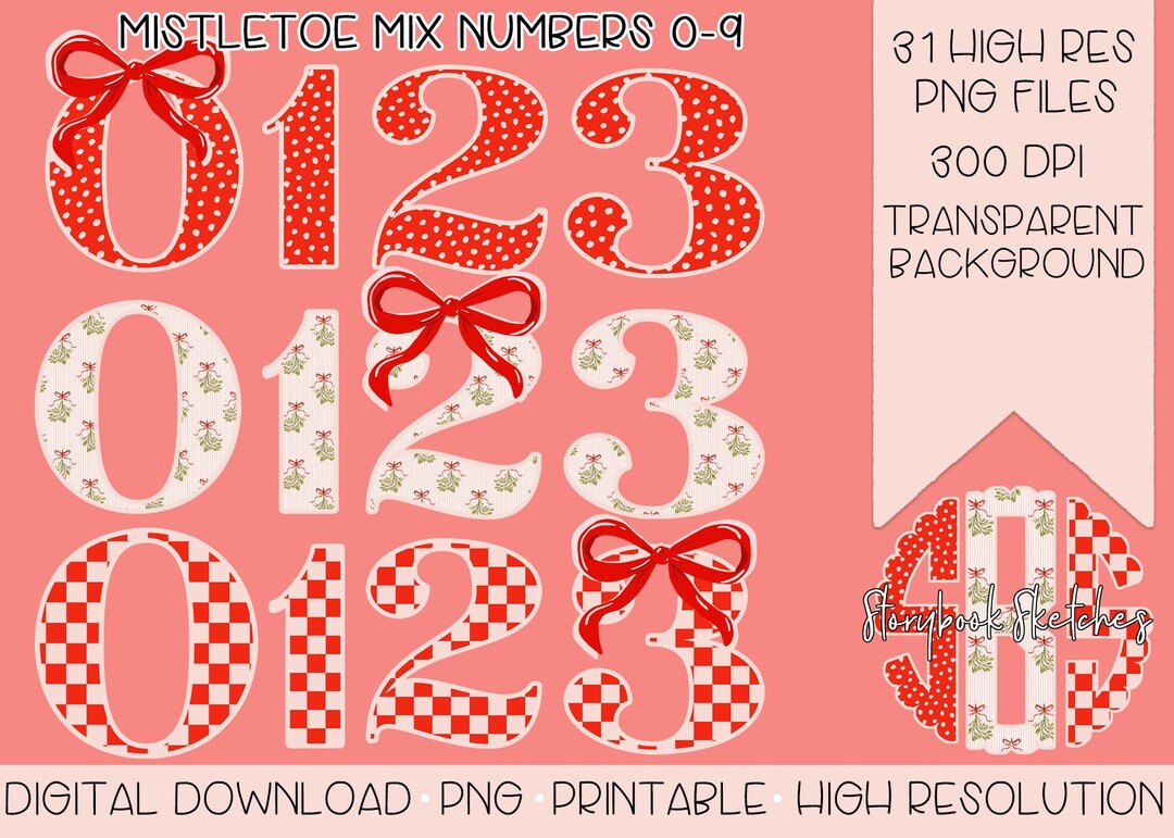 Mistletoe Mix Numbers 0-9 | Digital Download | Christmas Mistletoe Mix ...