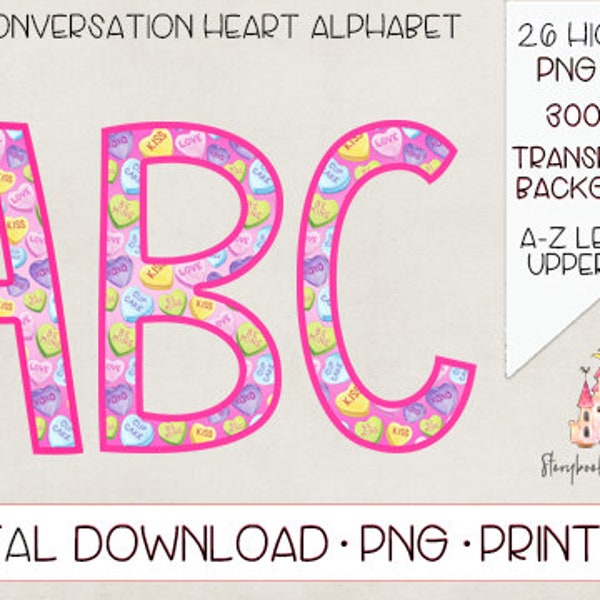 Candy Heart Alphabet Png - Etsy