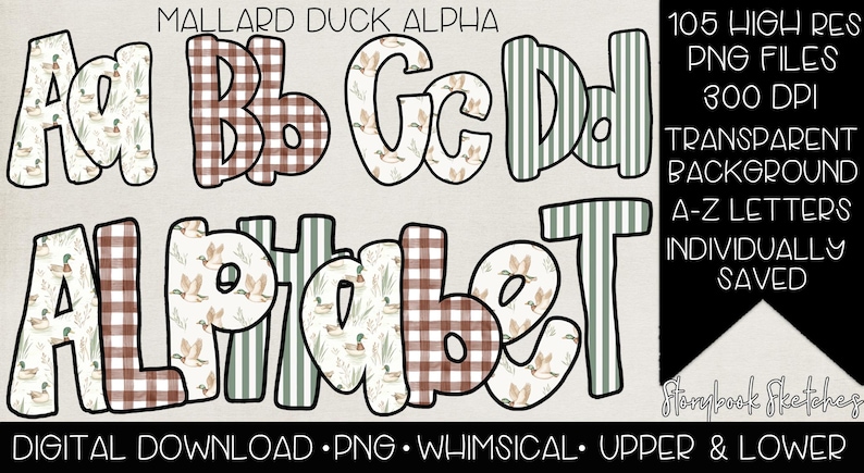Mallard Duck Mix Alphabet PNG | Digital Download | Boys Duck Hunter ...