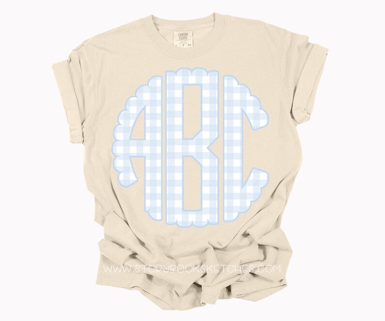 Powder Blue Gingham Monogram PNG | Digital Download | Grandmillennial ...