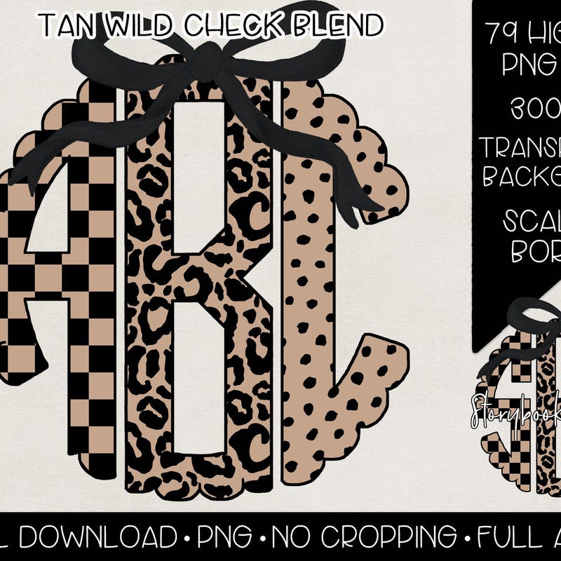 Brown Checkered Monogram - Etsy